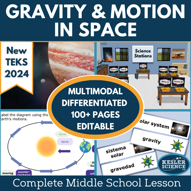 TEKS 7.9B Gravity & Motion in Space Activities, Middle School Science